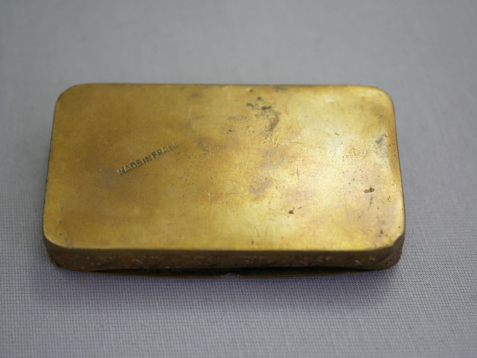 Antique French Enameled Brass Box Small Mirrored Brass Box Patches Box ...