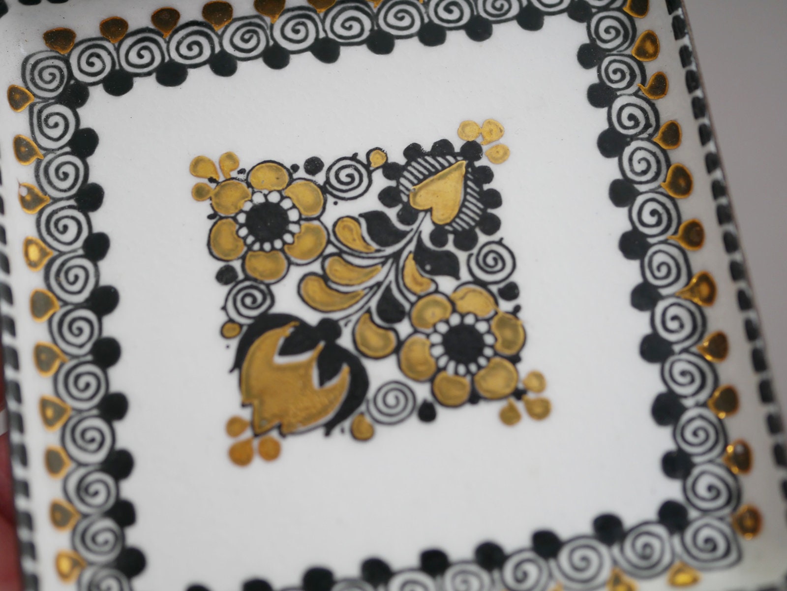 Vintage Austria Enameled Decorative Small Square Tray Small Dish Black ...