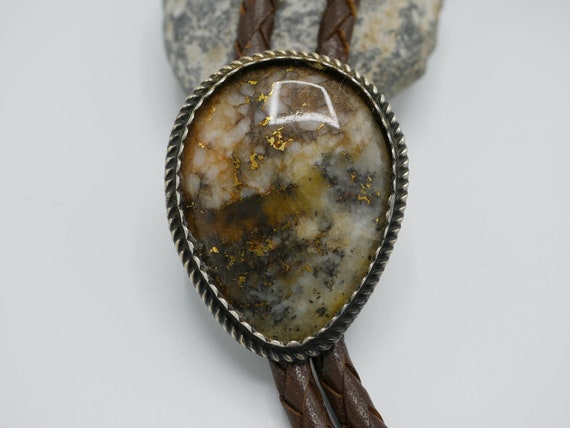 Gold In Quartz Bolo Navajo James Martin Sterling Bolo… - Gem