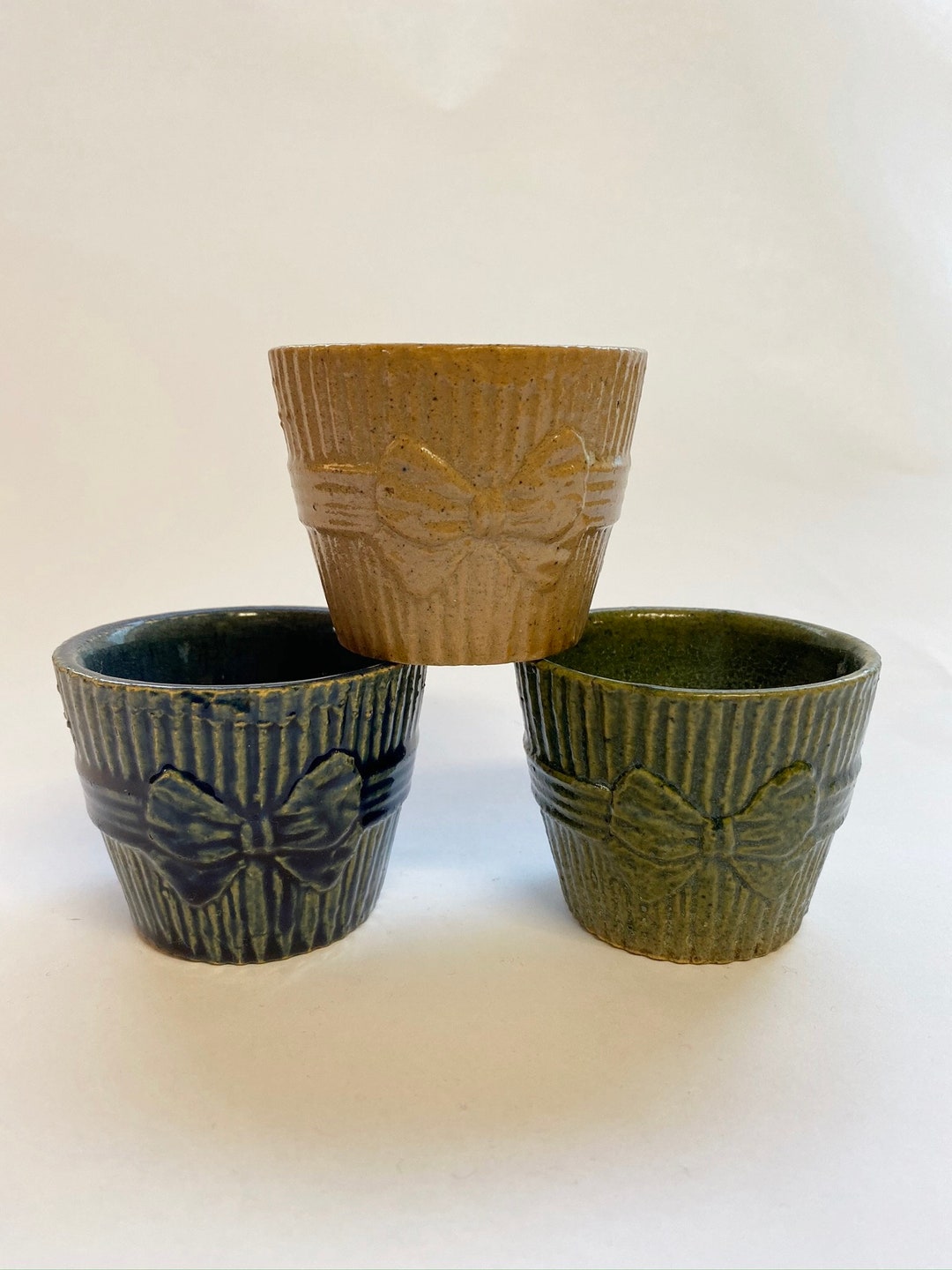 Vintage Lang Pottery Co. Small Plant Pot Set of Three - Etsy