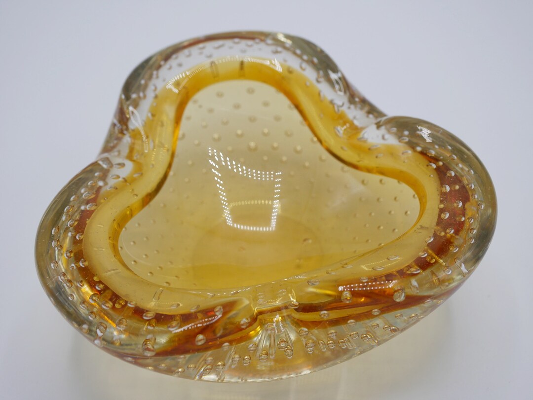 Vintage Italian Glass Bowl Controlled Bubble Bullicante Glass Small Bowl Clear Topaz Etsy