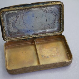 Antique French Enameled Brass Box Small Mirrored Brass Box Patches Box ...