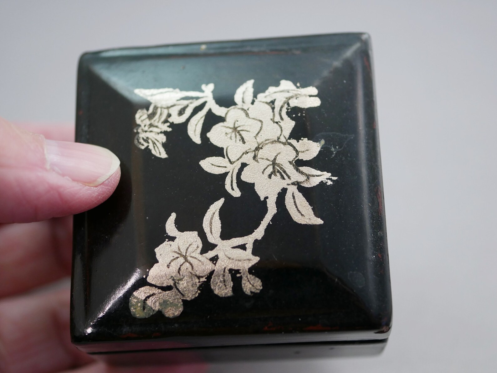 Small Wood Lacquer Box Ring Box Presentation Box Vintage Hand Painted ...