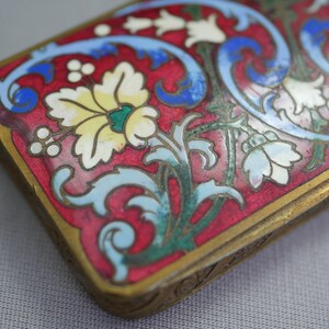 Antique French Enameled Brass Box Small Mirrored Brass Box Patches Box ...