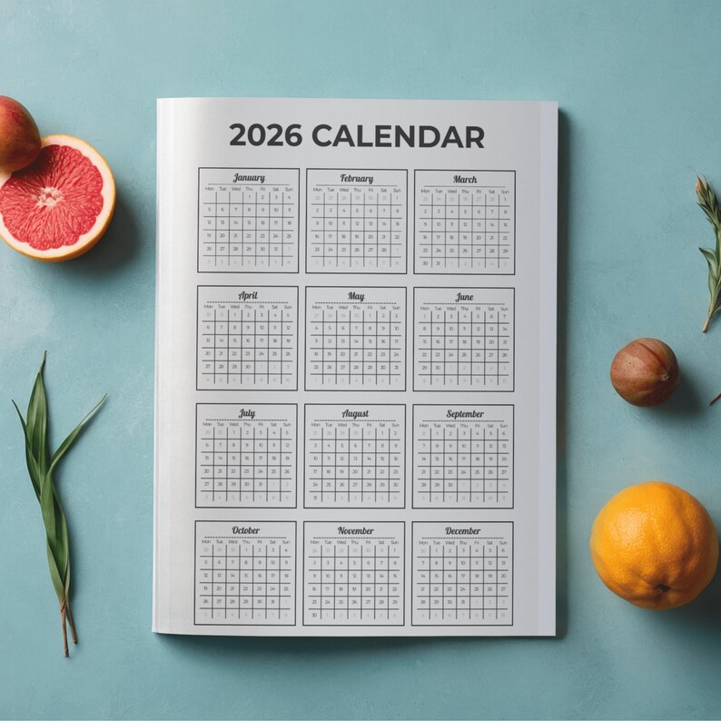 2026 Minimalist Printable Calendar | Modern Wall Planner (digital ...