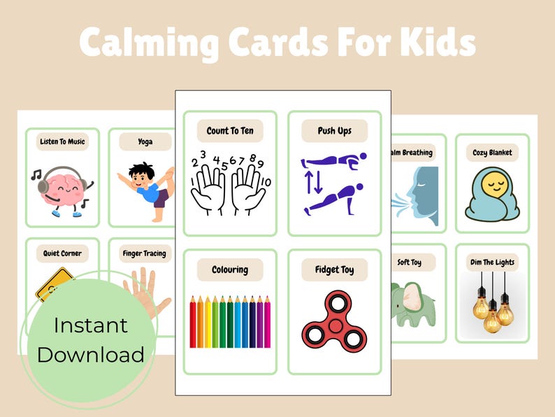 Printable Calming Cards for Kids: Emotional Regulation and Mindfulness ...