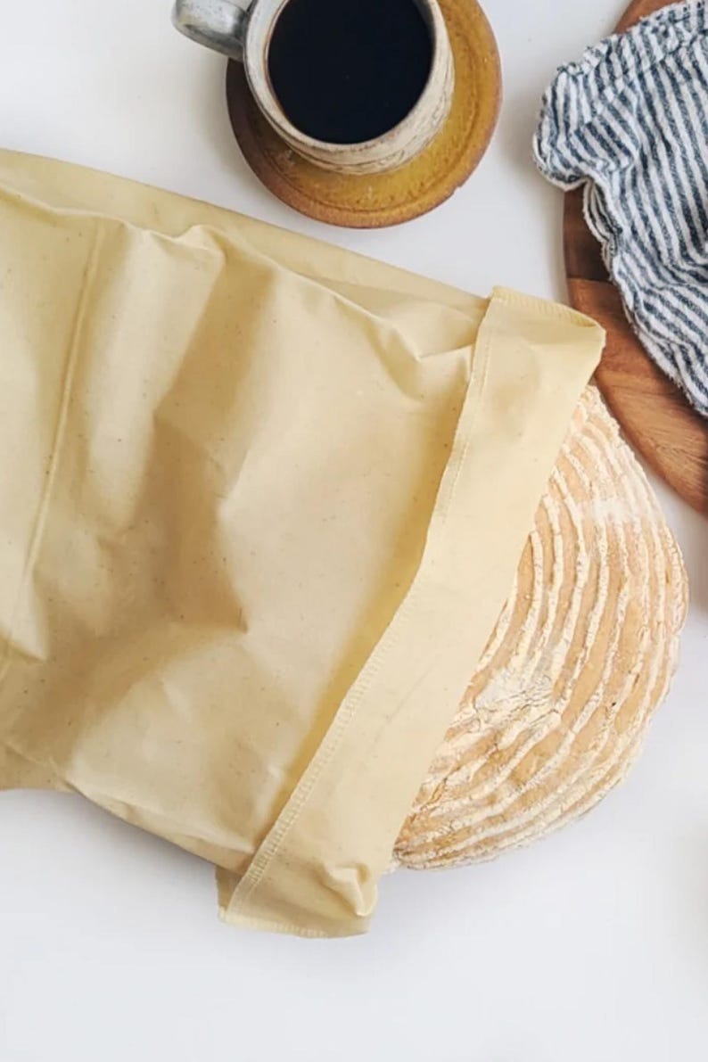Saco para guardar pão feito à mão com cera de abelha – Algodão natural ...
