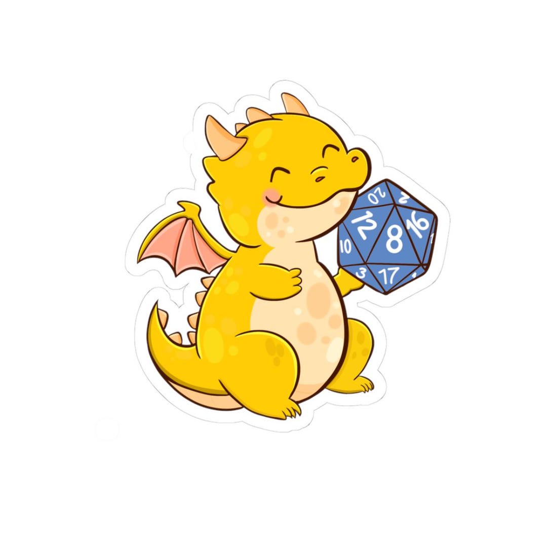 Yellow Dragon D20 Sticker | RPG Gaming Decal - Etsy