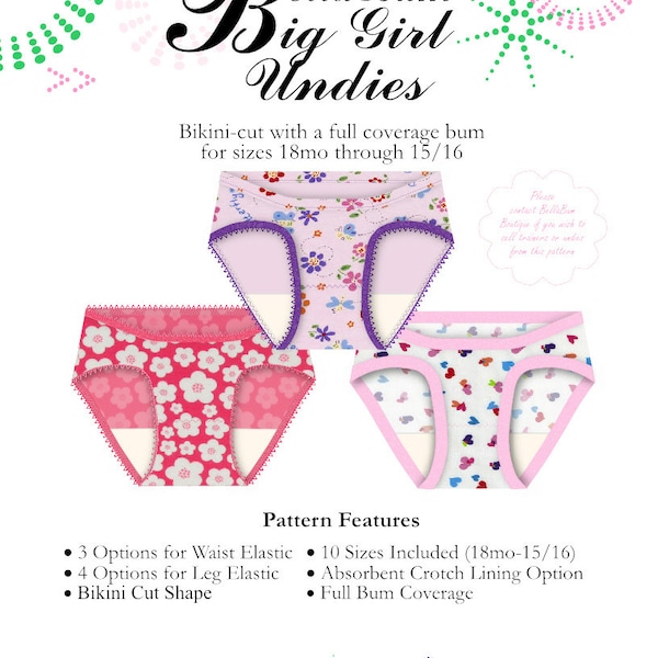 Sewing Pattern Girl Undies Etsy Hong Kong