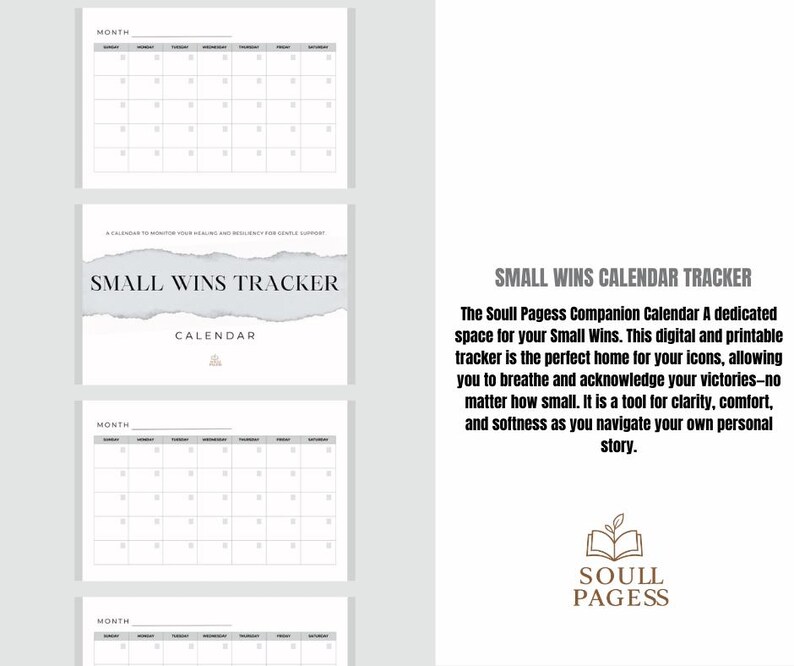 Small Wins Tracker Calendar | Printable Self Care Planner | Monthly ...