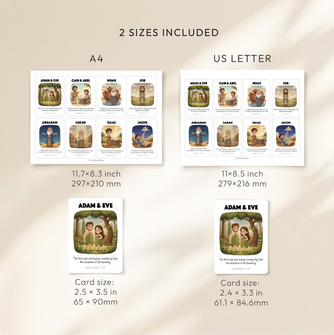 32 Bible Character Flashcards Printable, Sunday School Flashcards ...