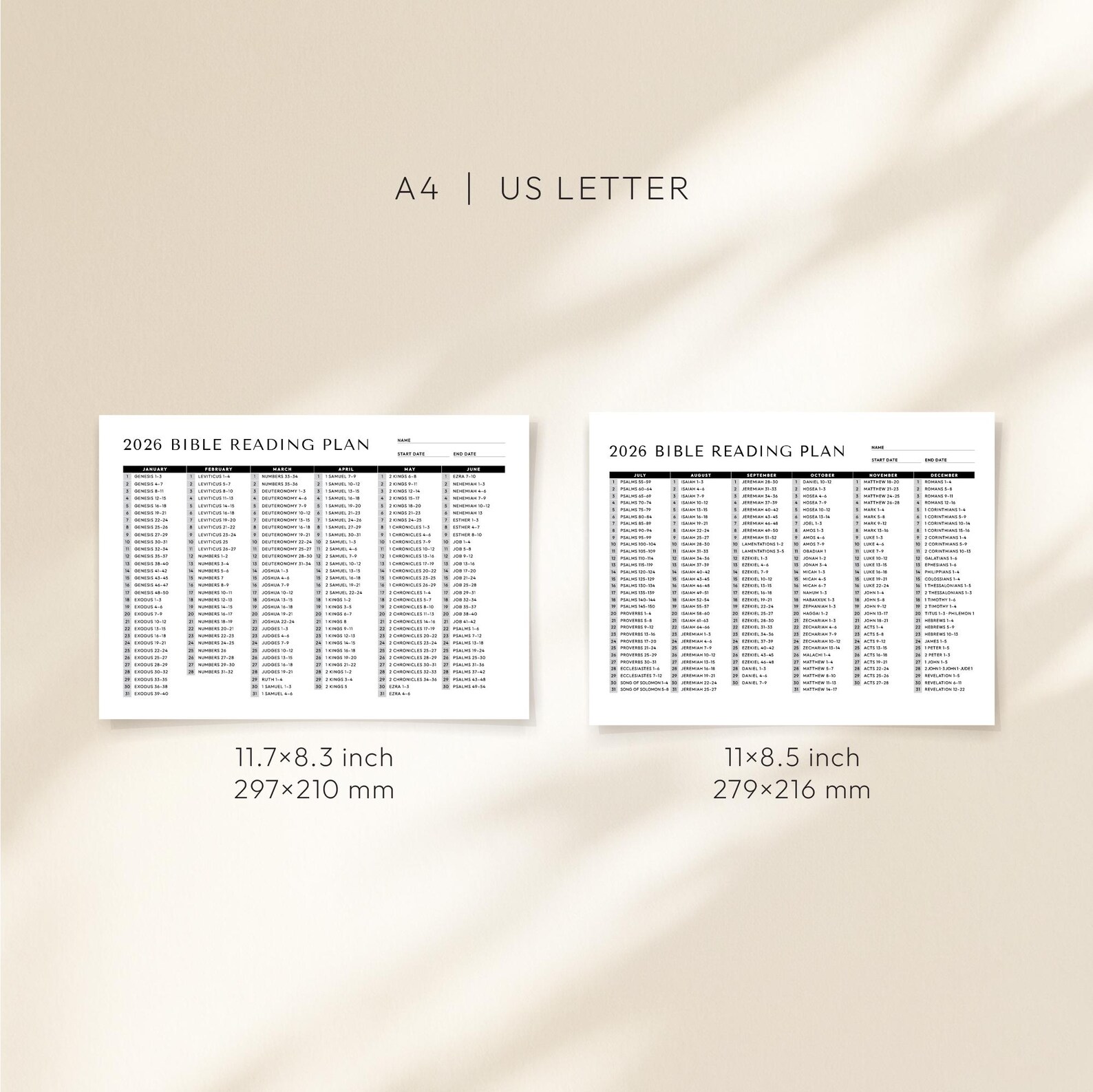 2026 Chronological Bible Reading Plan, Bible-in-a-year Printable, Daily ...
