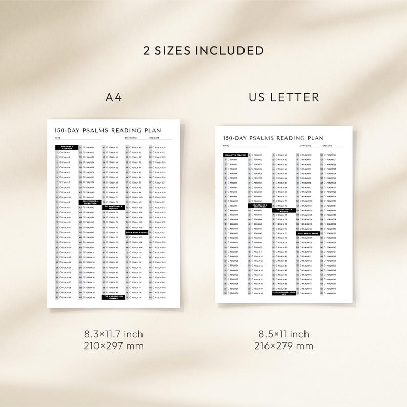 150 Day Psalms Reading Plan, Printable Bible Reading Tracker for Daily ...