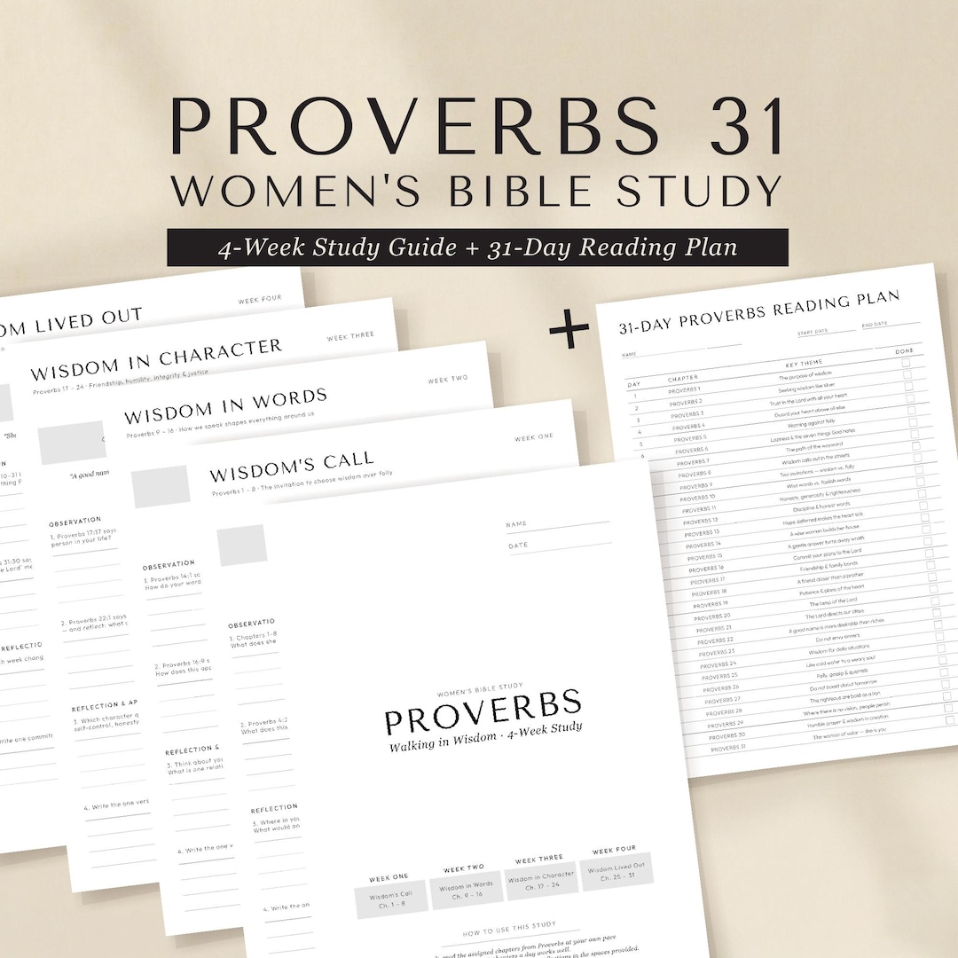 Proverbs 31 Bible Study Printable, Women's Bible Study Worksheet, 4 ...