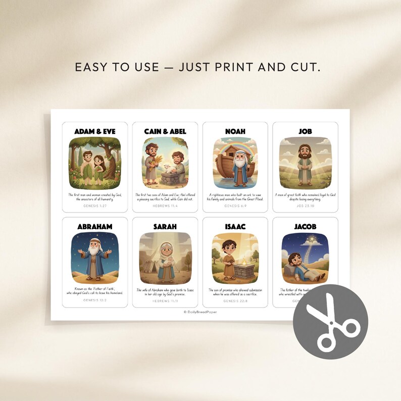 32 Bible Character Flashcards Printable, Sunday School Flashcards ...