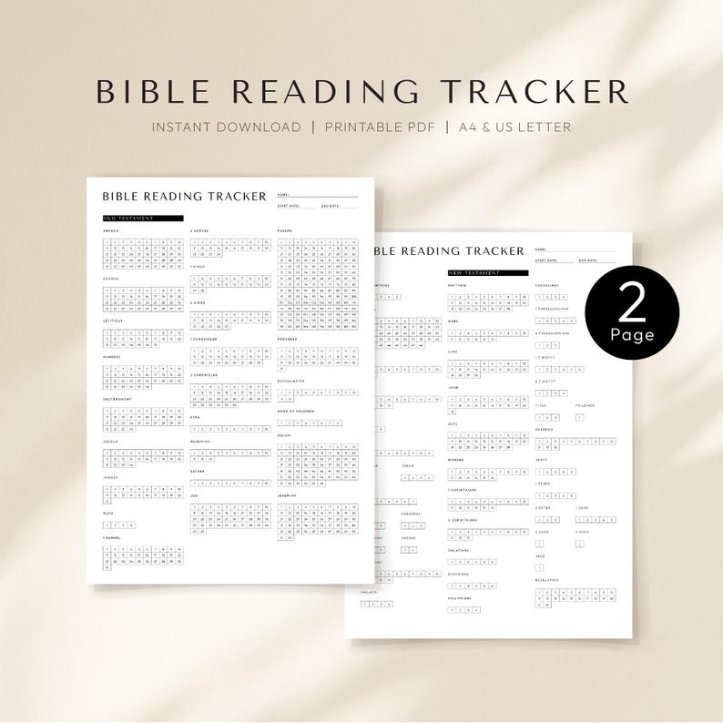 Bible Reading Tracker Printable for Daily Bible Reading, A4 & Letter - Etsy