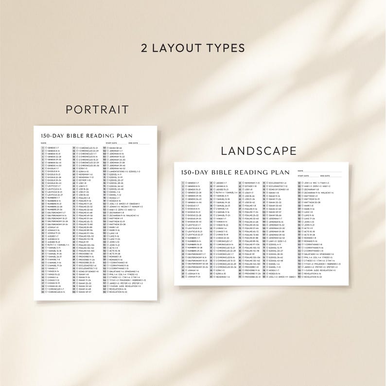 150 Day Bible Reading Plan Printable PDF | Structured Daily Reading for ...