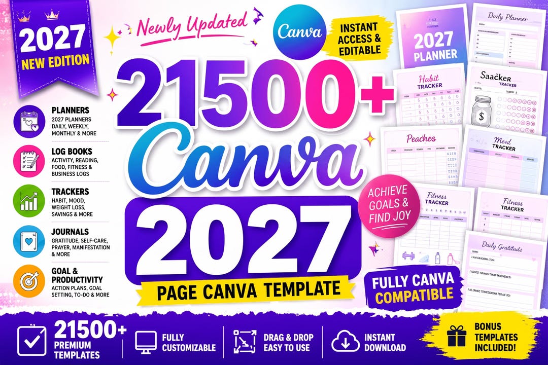 21500+ Editable Canva Page Templates Bundle (2027 Planners, Journals ...