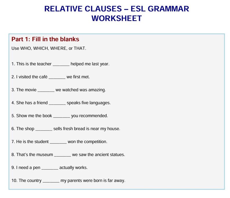 ESL Grammar Worksheet Bundle | 11 Printable English Worksheets + Answer ...