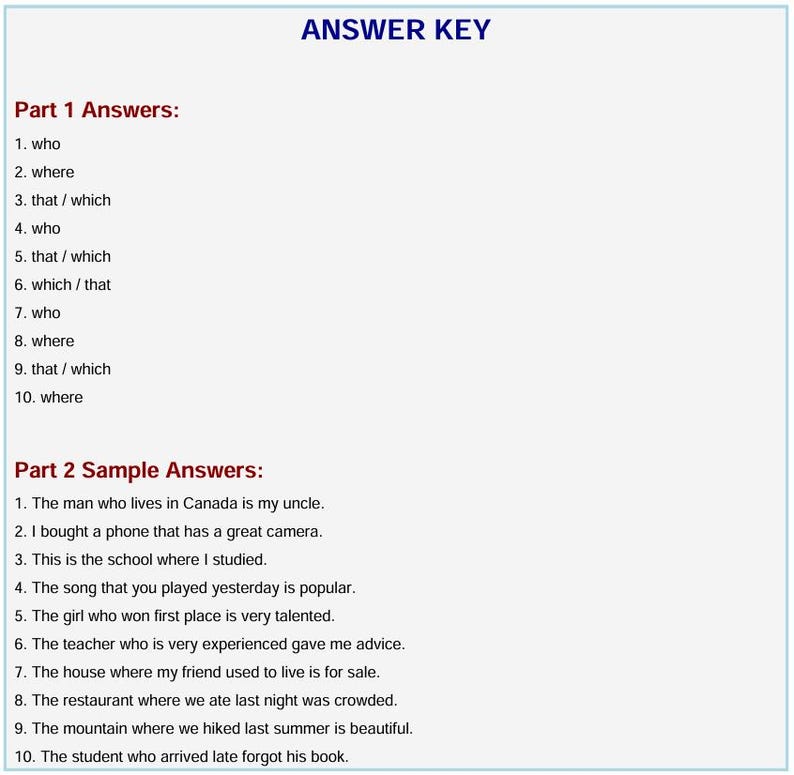 ESL Grammar Worksheet Bundle | 11 Printable English Worksheets + Answer ...