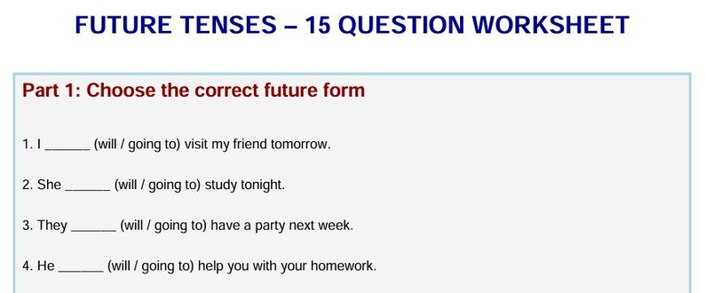ESL Grammar Worksheet | Future Tenses (PDF + Answer Key + Editable Word ...
