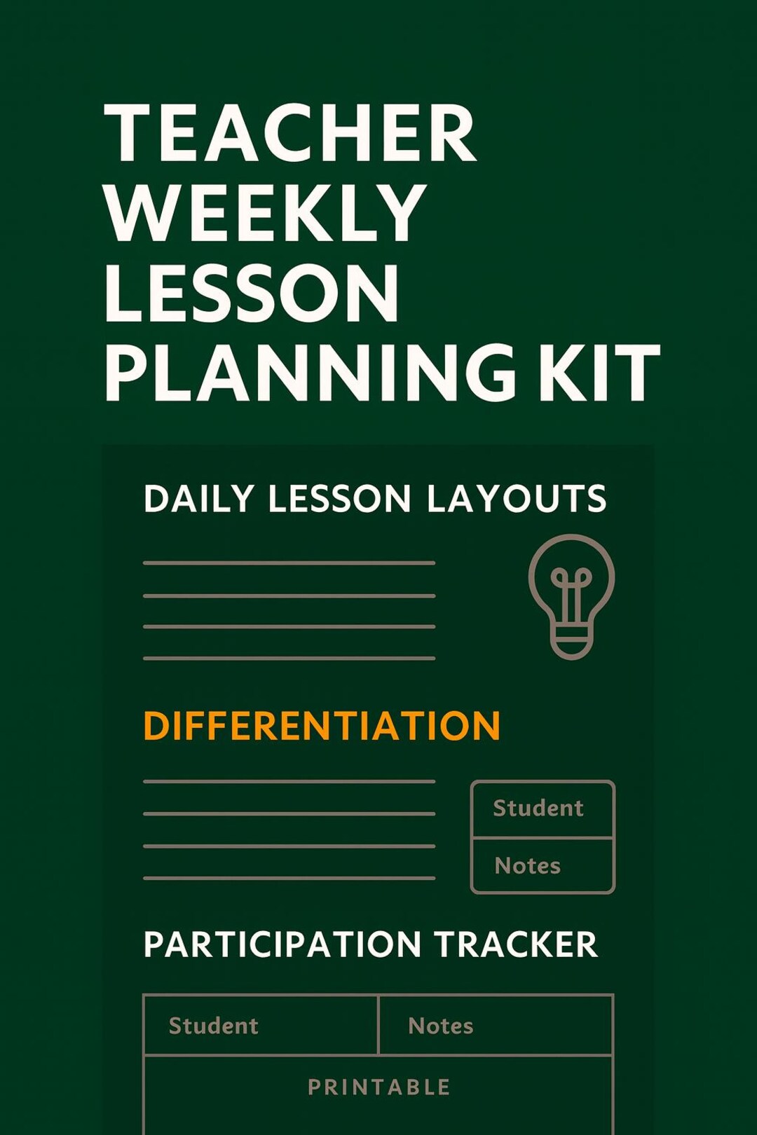 Editable Weekly Teacher Lesson Planning Template | Printable Planner ...