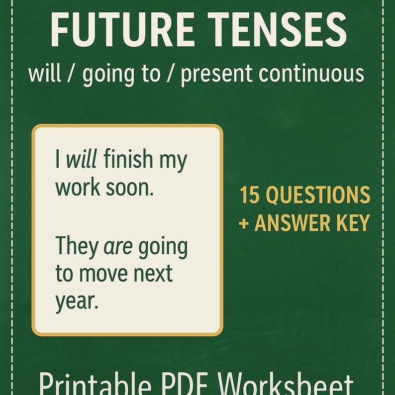 ESL Grammar Worksheet | Future Tenses (PDF + Answer Key + Editable Word ...