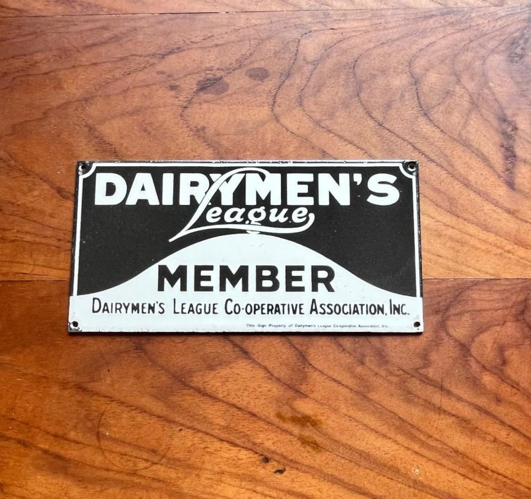Vintage Dairymens League Porcelain Sign Farm Milk Cow Advertising (8x4 ...