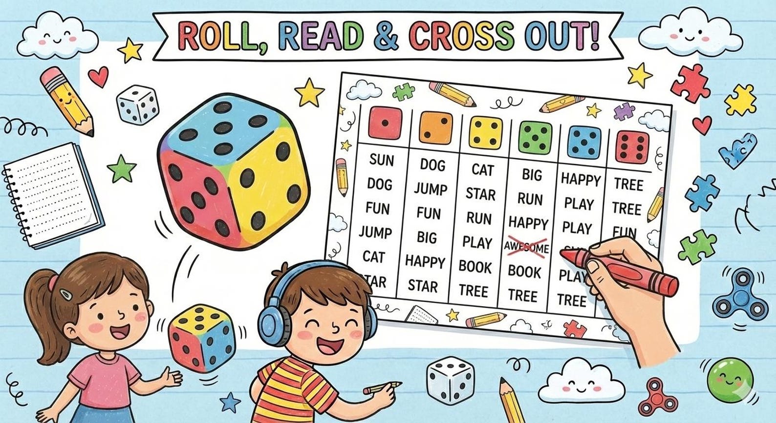 Sight Words Dice Game | Adhd-friendly Learning - Etsy
