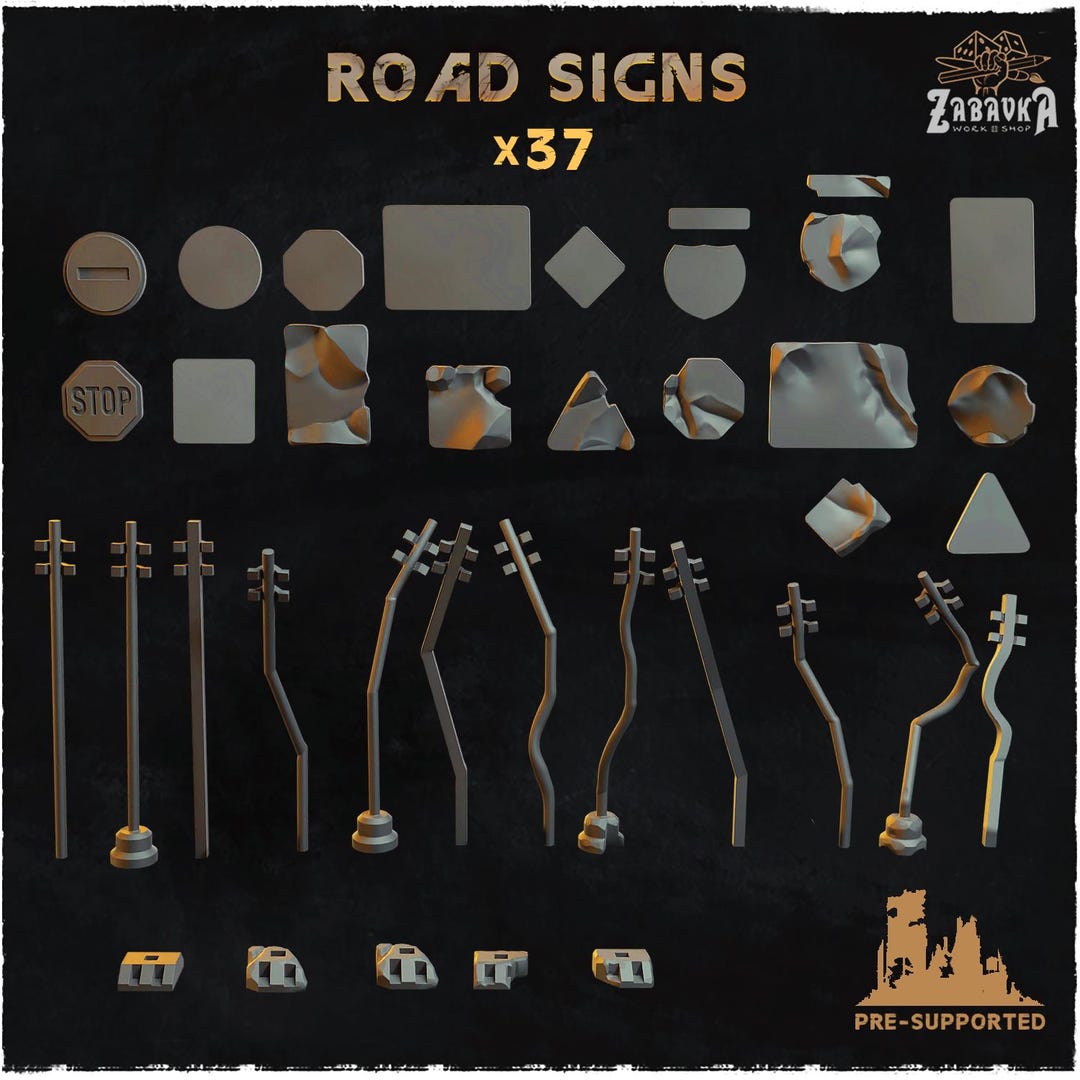 37x Road Signs Basing Bits | Warhammer 40k Marvel Crisis Protocol ...
