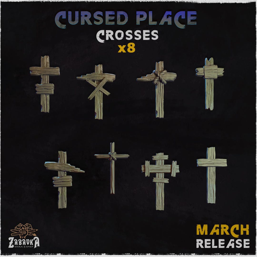8x Crosses - Cursed Place (3D Printed) - Zabavka Workshop | BASING BITS ...