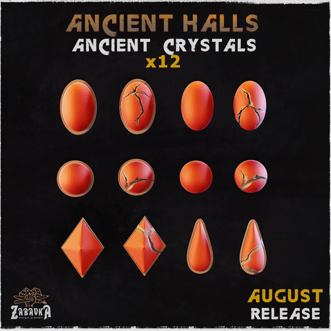 12x Ancient Crystals - Ancient Halls (3D Printed) - Zabavka Workshop ...
