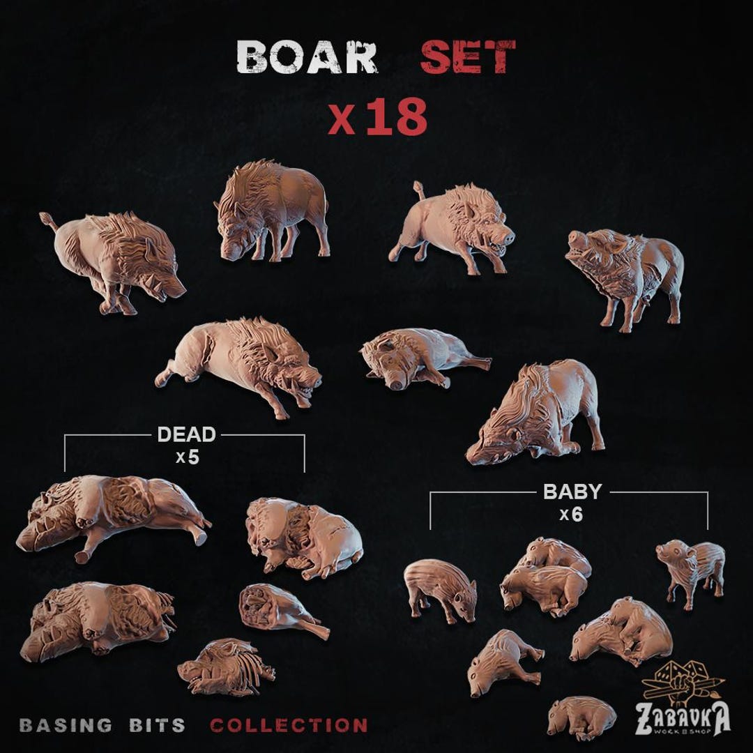 18x Wild Boars & Piglets Basing Bits | Warhammer 40k Aos Old World Orcs ...