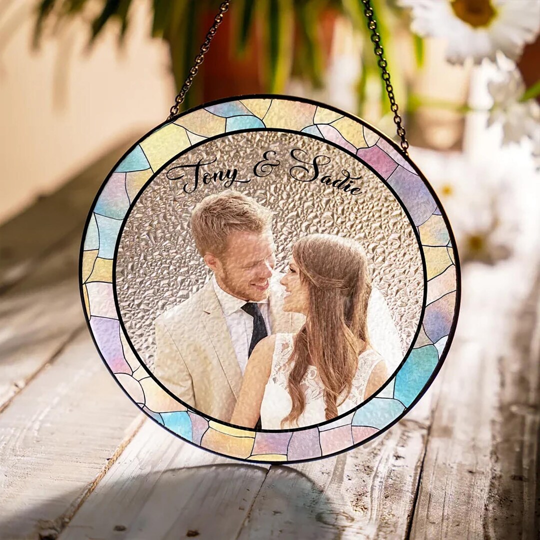 Custom Couples Photo Suncatcher, Bride Gift, Couples Gift Bridal Shower ...