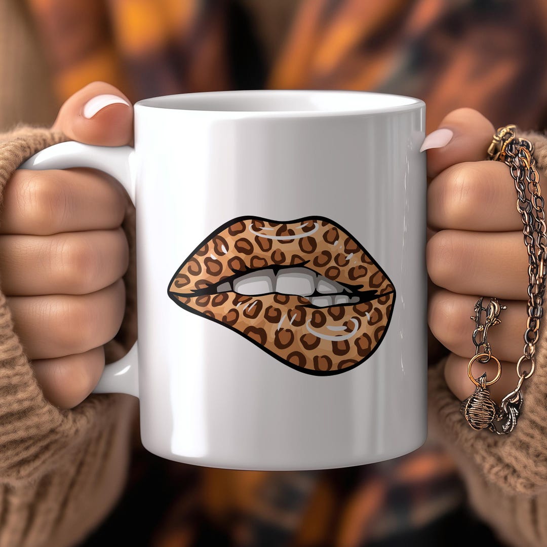 Leopard Lips Mug Animal Print Art 330ml Ceramic Coffee Cup - Etsy