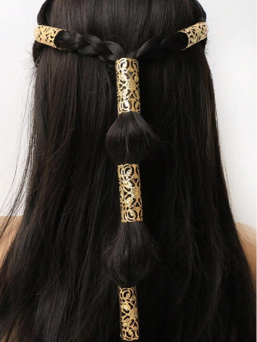 5pcs Gold Big Dreadlock Hair Clips, Large Hair Cuffs, Braid Accessories ...