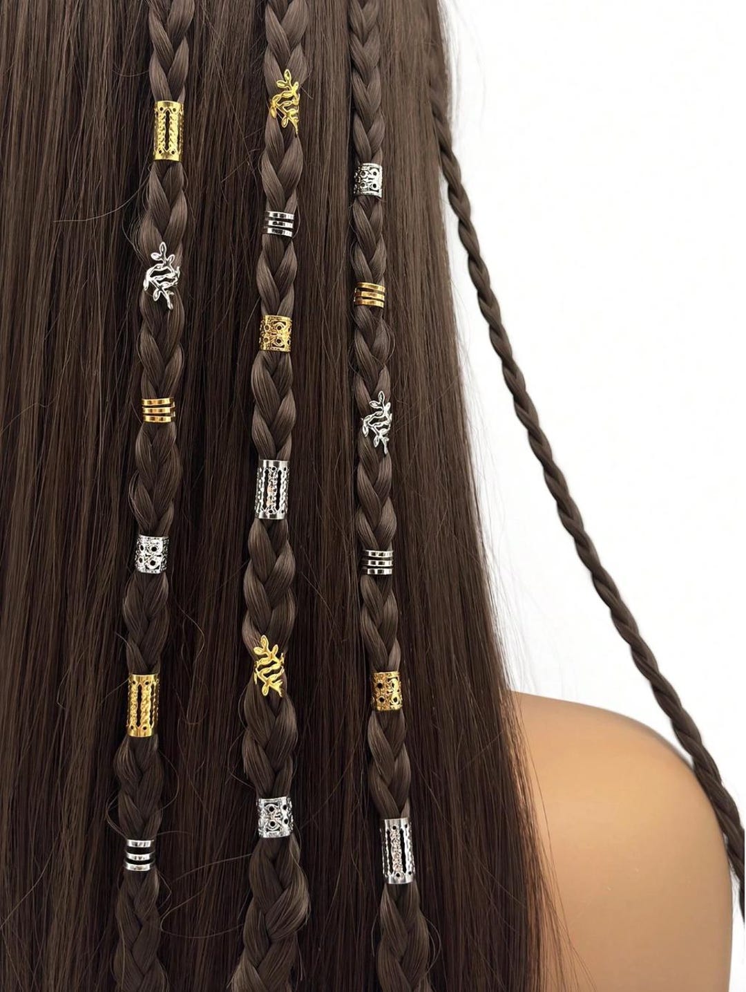 80pcs Dreadlock Hair Rings, Hair Accessories, Gold/silver Mixed Hair ...