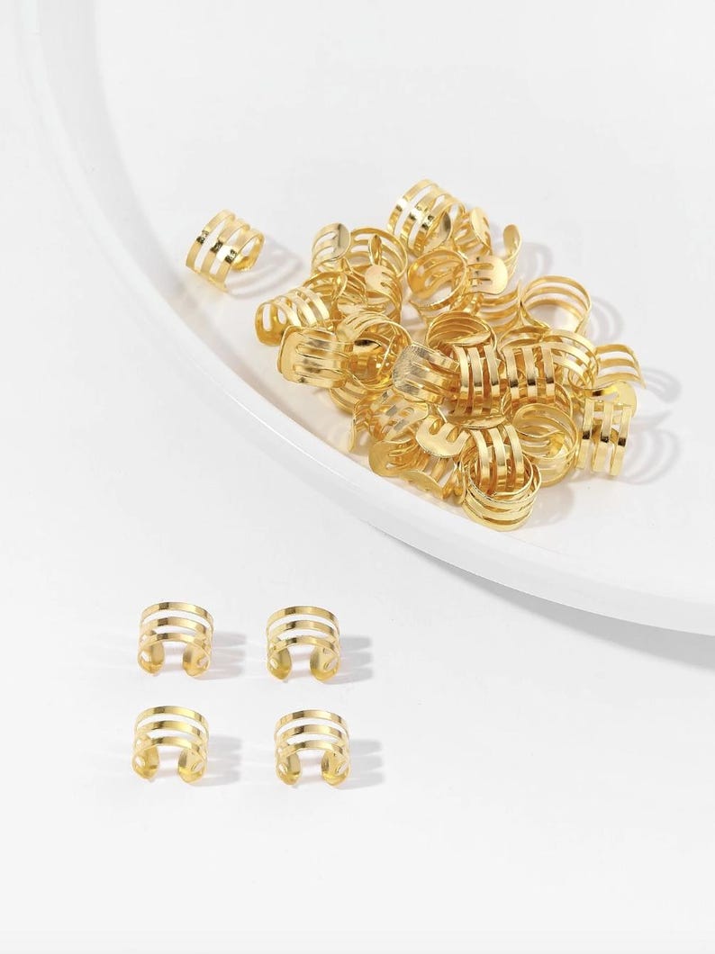 40 Pcs Minimalist Gold Hair Cuffs, Hollow Out Braid Rings, Dreadlock ...