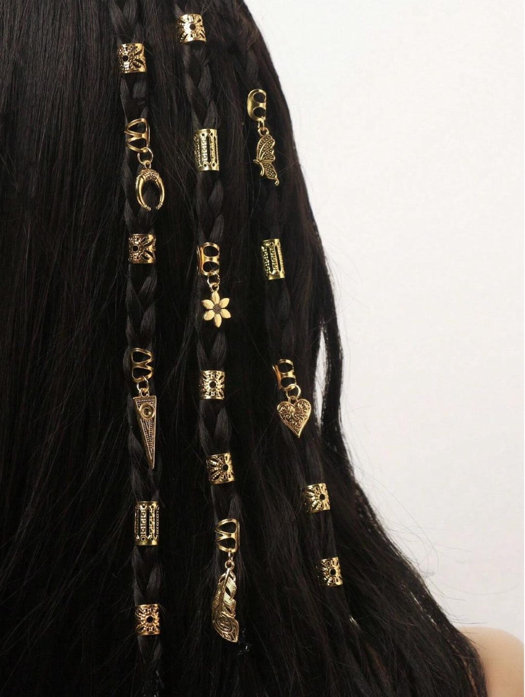 36pcs Gold Mixed Dreadlock Set, Hair Accessories, Jewelry Cuffs, Hair ...