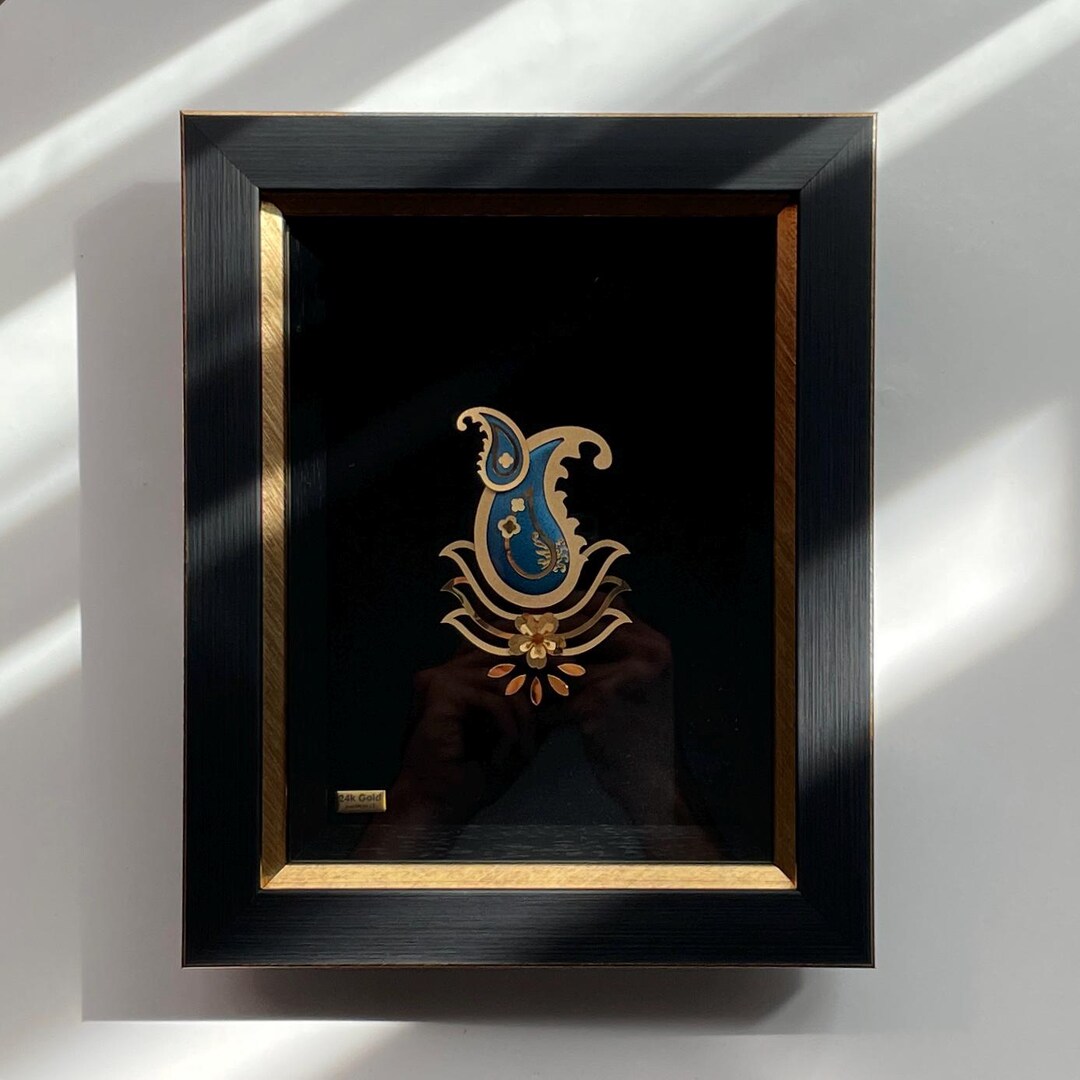 Persian Shadow Box Art | Wooden Display Box | Gold & Black Islamic ...