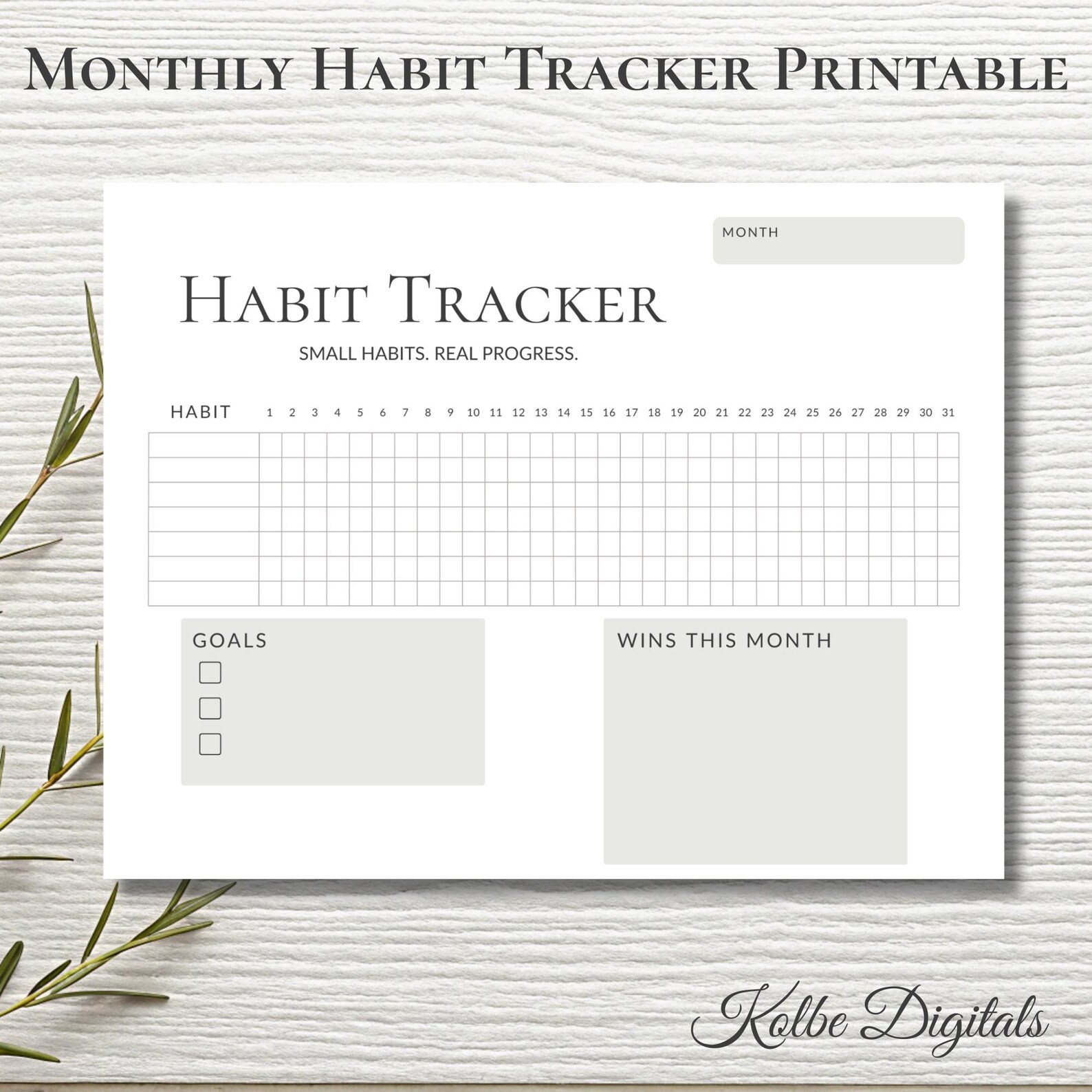 Habit Tracker Printable for Busy Moms | Minimal Monthly Habit Tracker ...