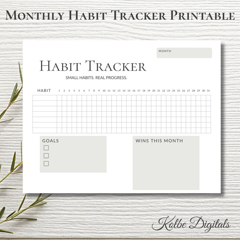 Habit Tracker Printable for Busy Moms | Minimal Monthly Habit Tracker ...