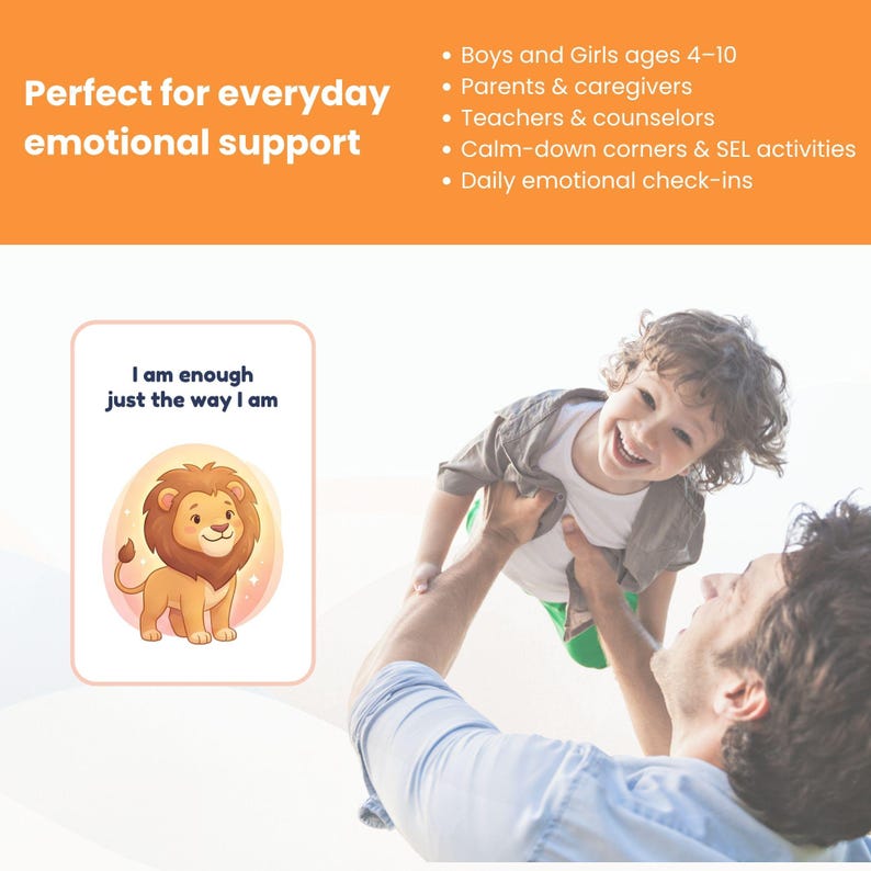 Emotion Cards for Kids, Calm Down Cards, Affirmation Cards Bundle ...