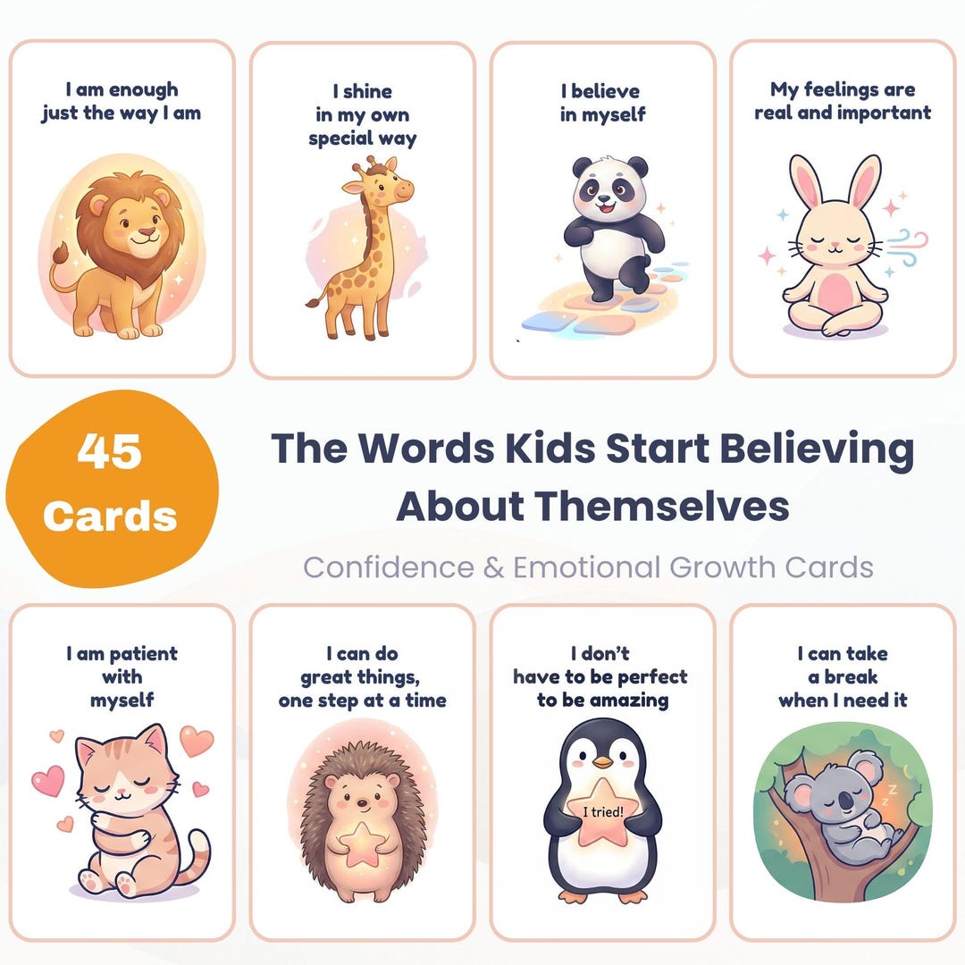 Daily Affirmation Cards for Kids, Confidence & Self Esteem Cards, Kids ...