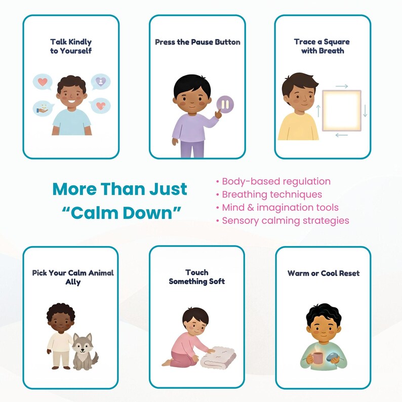 Emotion Flashcards for Boys, Calm Down Card, Emotional Regulation ...