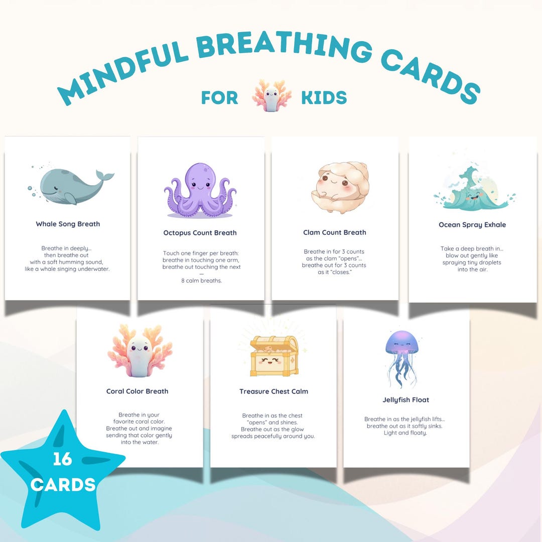 Kids Mindful Breathing Cards, Ocean Theme, Calm Down Corner (PDF ...