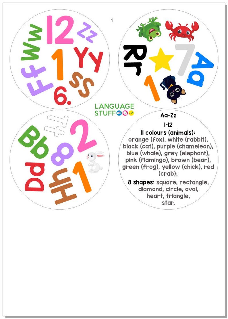 Dobble Basic English (alphabet, Numbers, Colours, Shapes) PPT+PDF. - Etsy