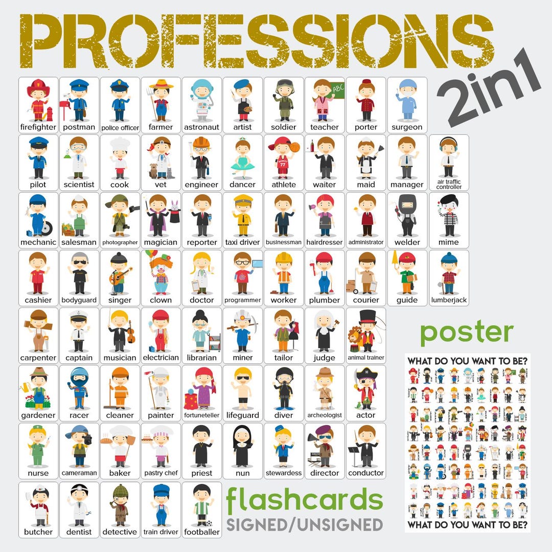 75 Professions (jobs, Occupations, Community Helpers) 2-in-1 (cards ...
