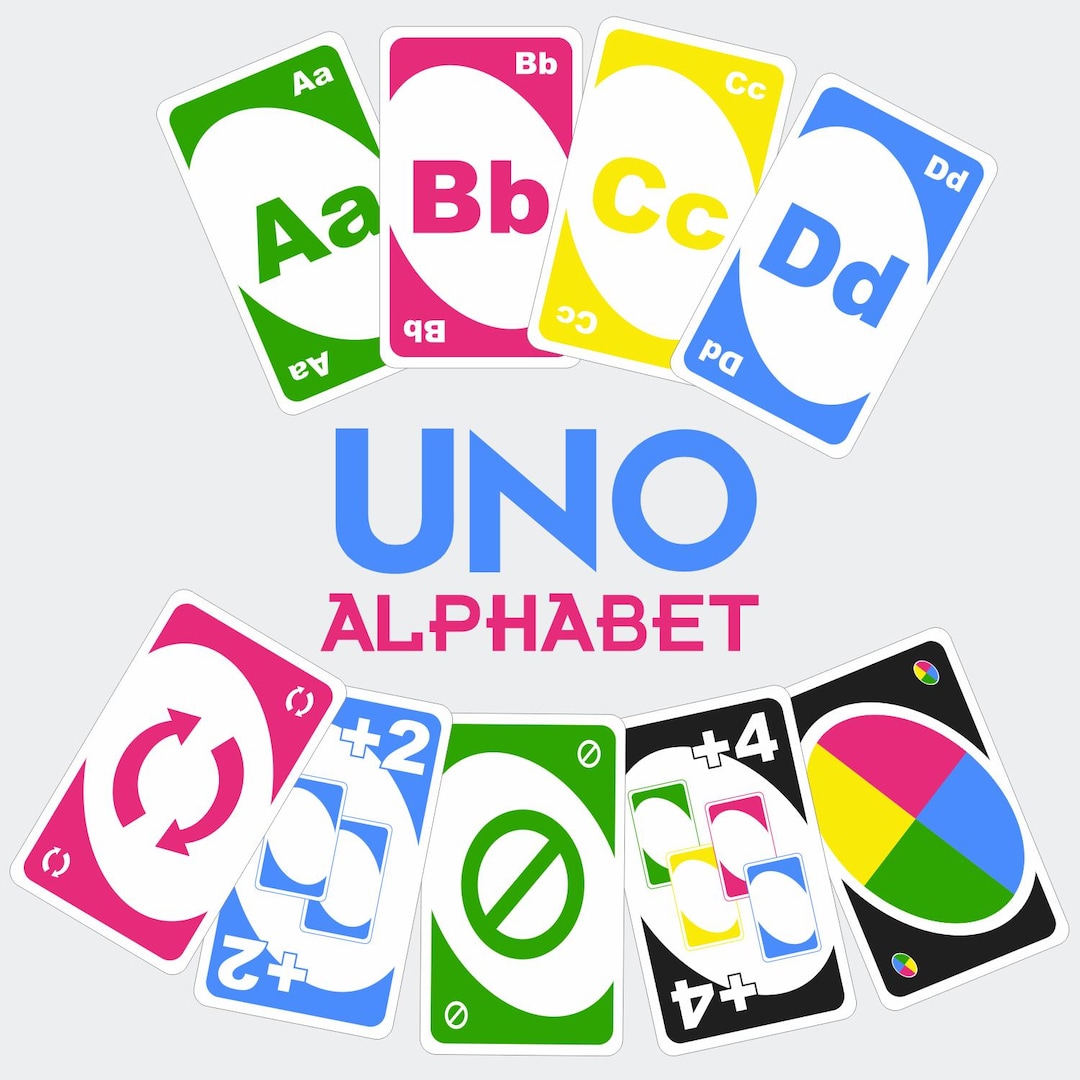 Alphabet UNO Card Game. Printable PDF. - Etsy Australia