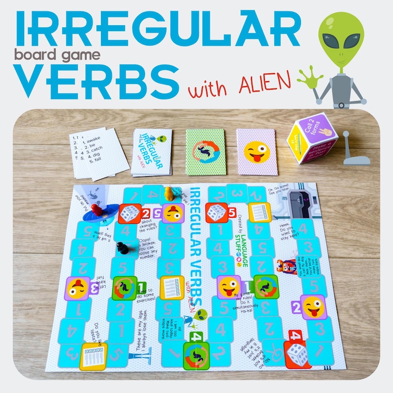 Irregular Verbs Board Game. Printable PDF. - Etsy
